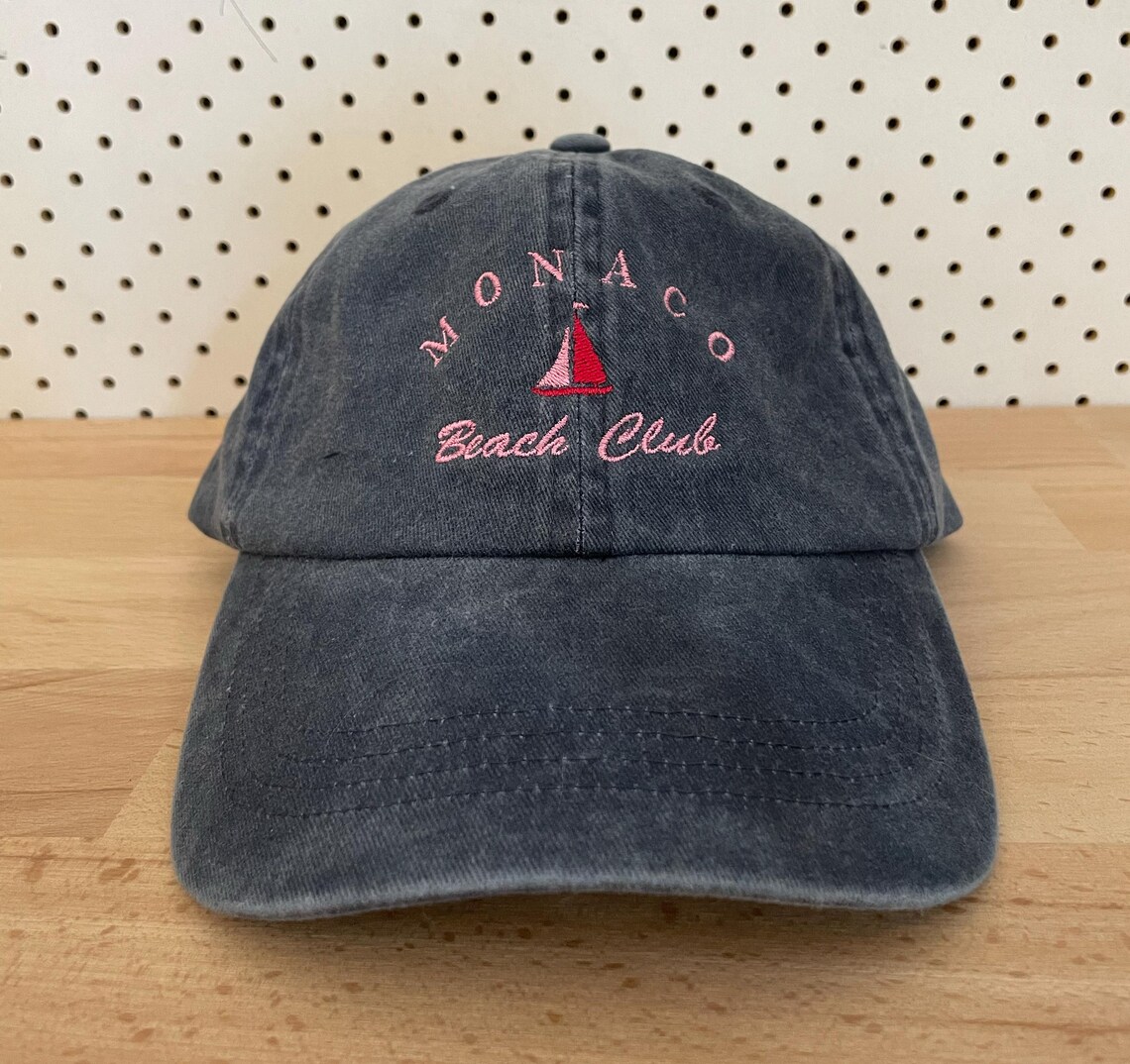 Embroidered Cotton Baseball Cap: Monaco Beach Club Design - Etsy