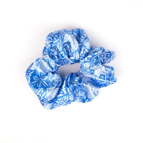 Scrunchies Tile Hand Drawn Designer Pattern Scrunchy Satin | Etsy