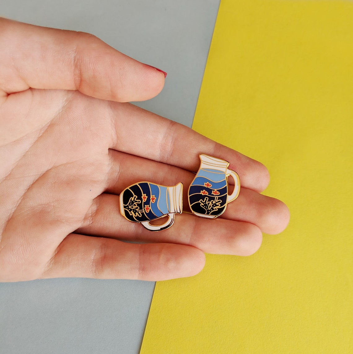 Enamel Pins Fish Bowl Artistic Designer Enamel Pin - Etsy
