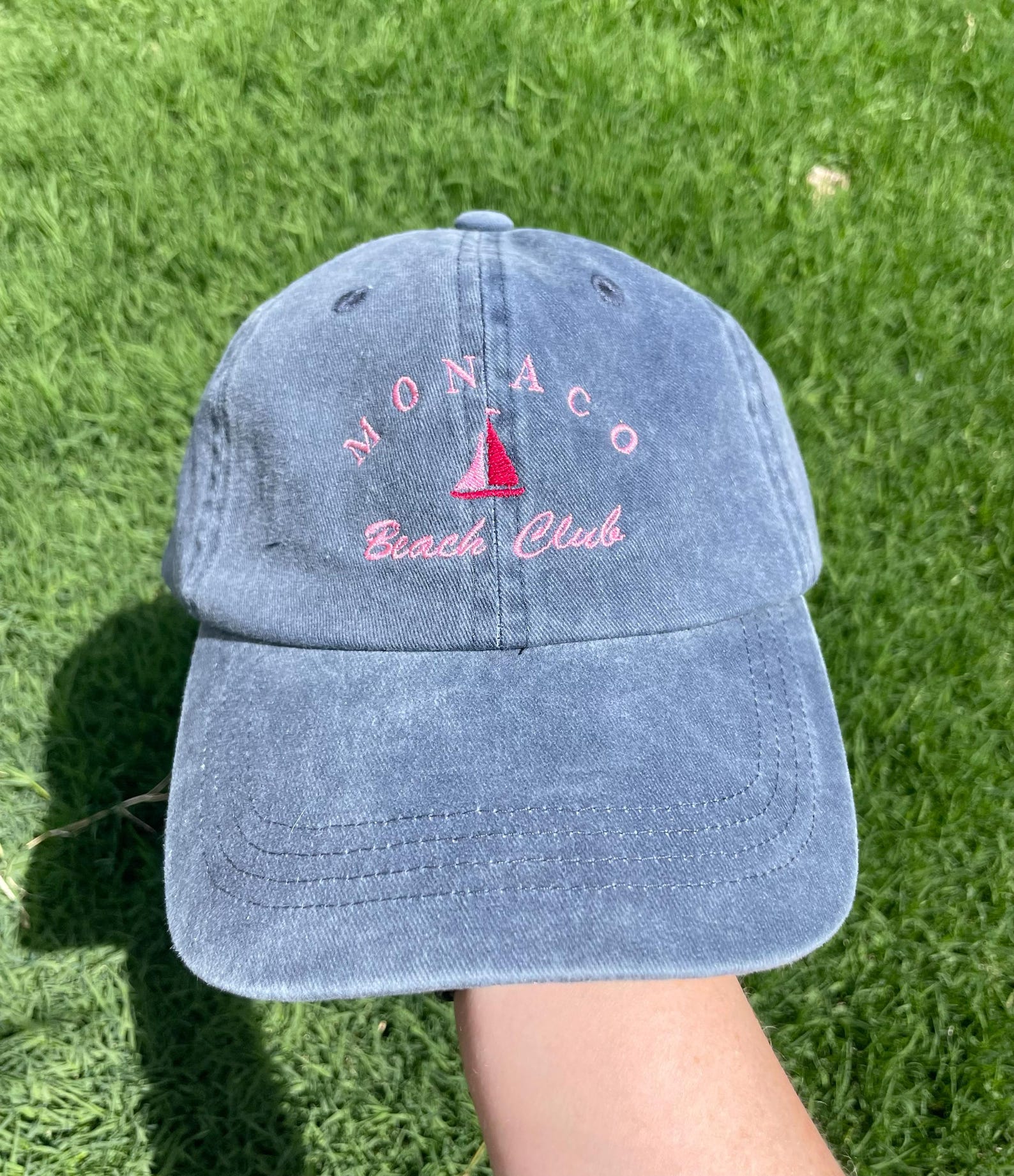 Embroidered Cotton Baseball Cap: Monaco Beach Club Design - Etsy