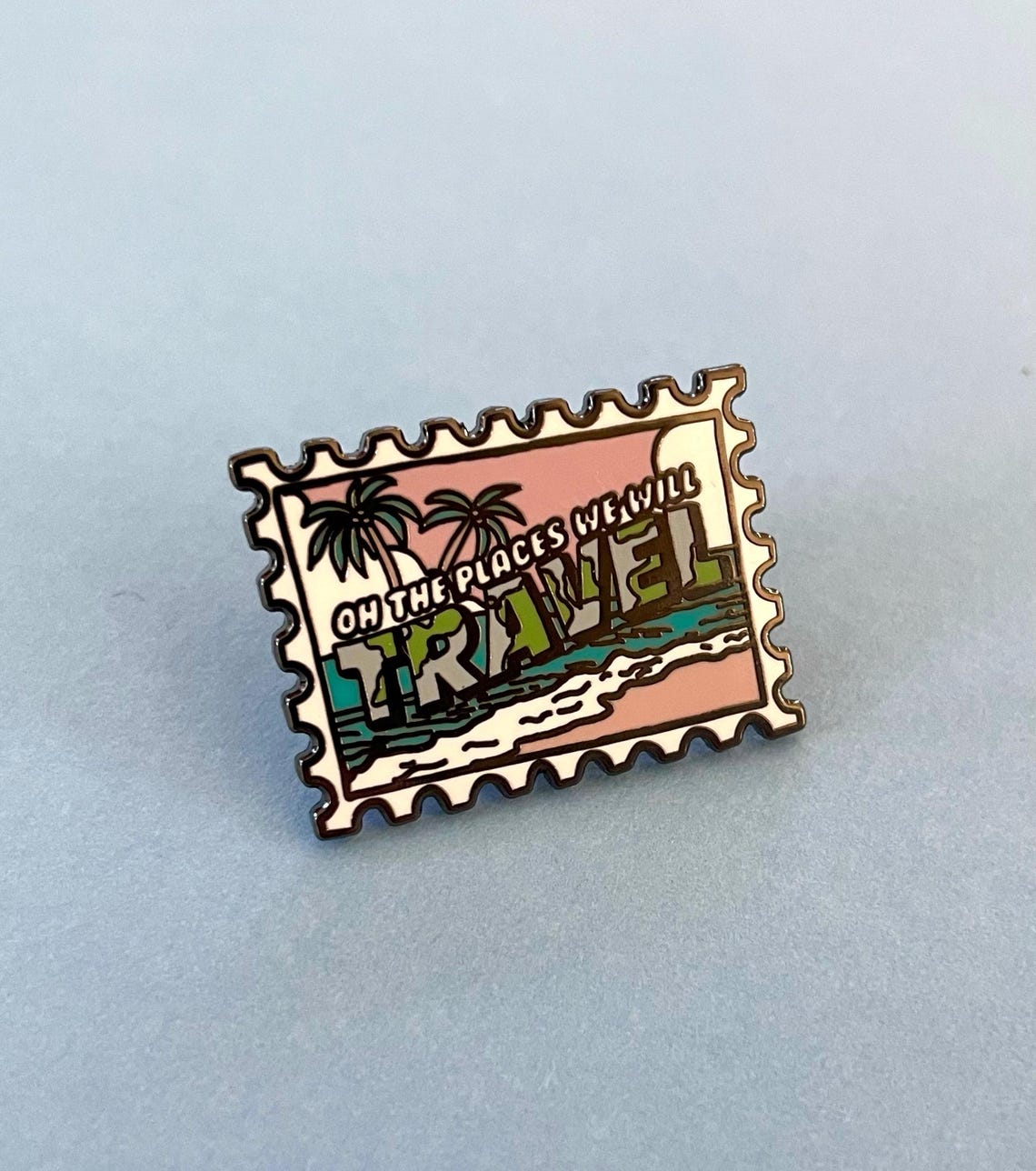 Beach Stamp Enamel Pin: Travel Wanderlust Adventure - Etsy