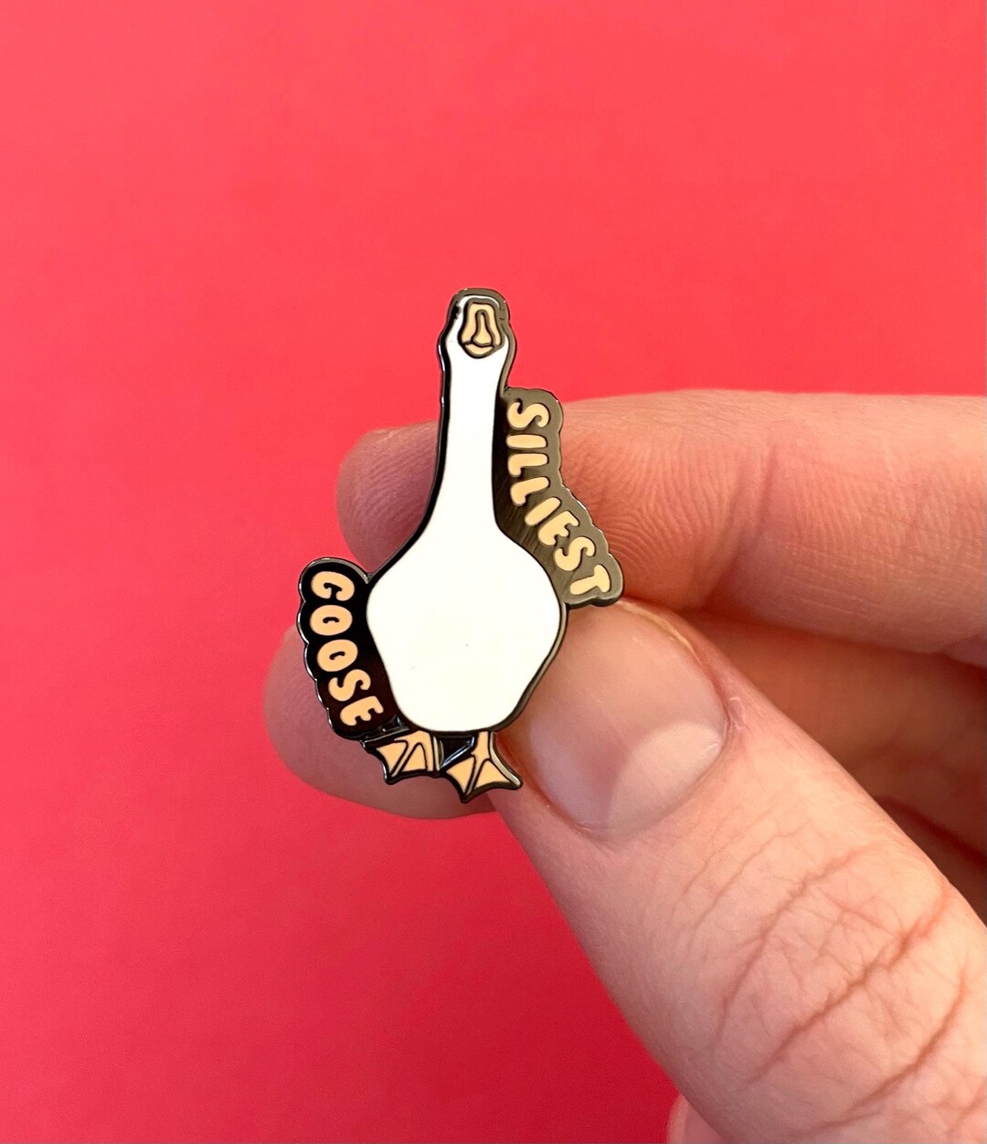 Silliest Goose Enamel Pin - Playful Animal Lapel Pin - Etsy