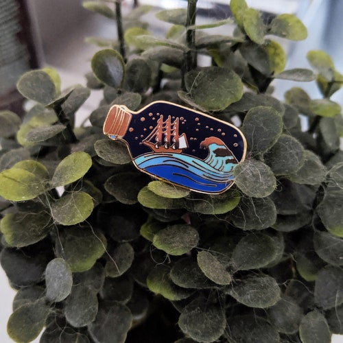 Enamel Pins Ship in a Bottle Artistic Designer Enamel Pin - Etsy Australia