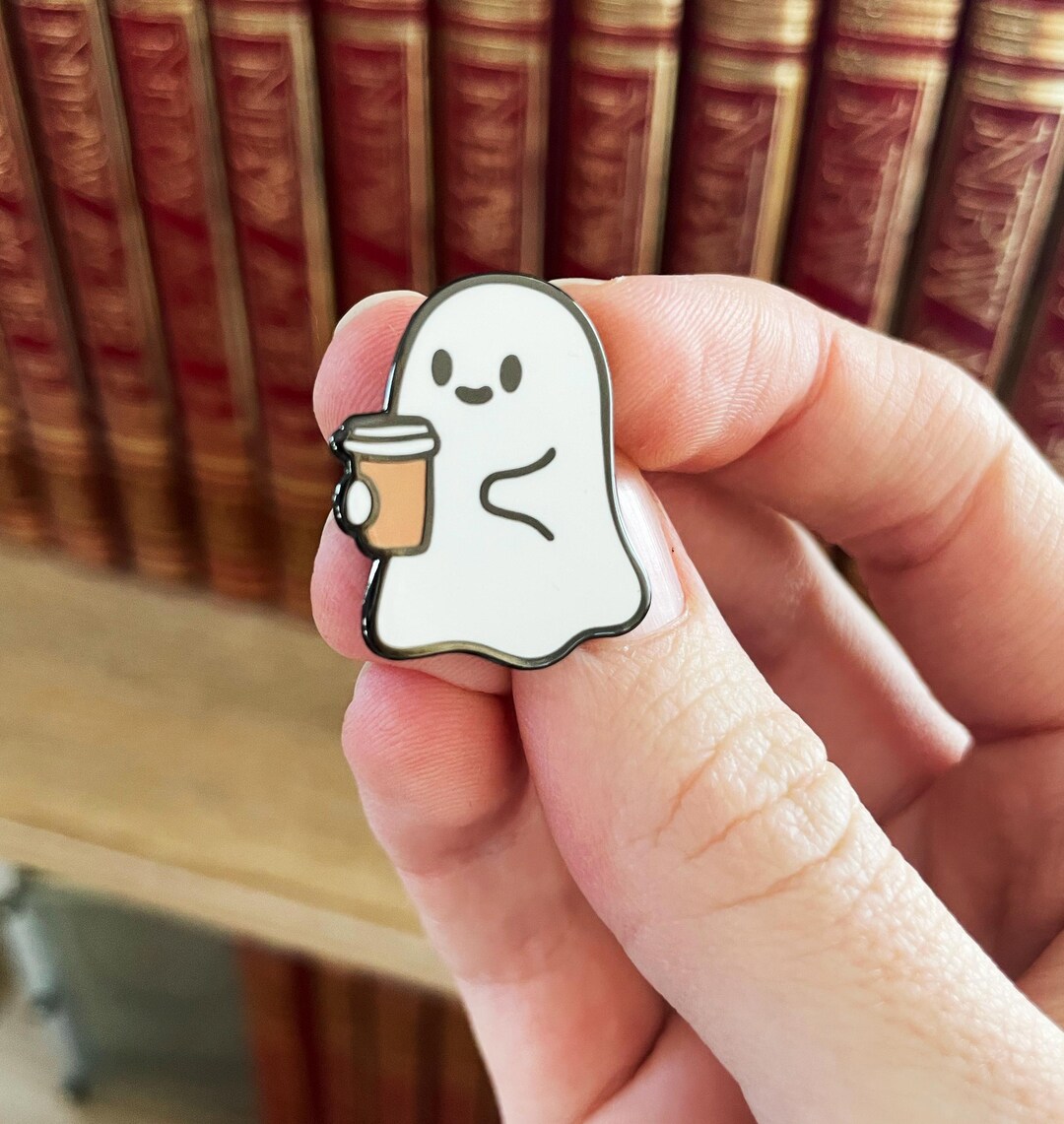Enamel Pins - Ghost With Coffee Cute Enamel Pin - Etsy