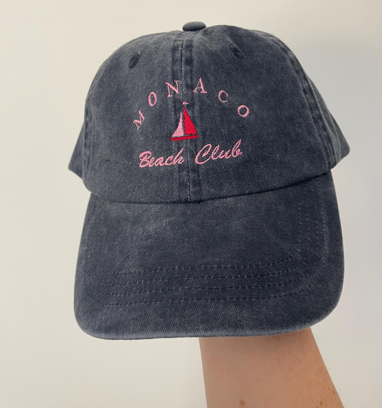 Embroidered Cotton Baseball Cap: Monaco Beach Club Design - Etsy