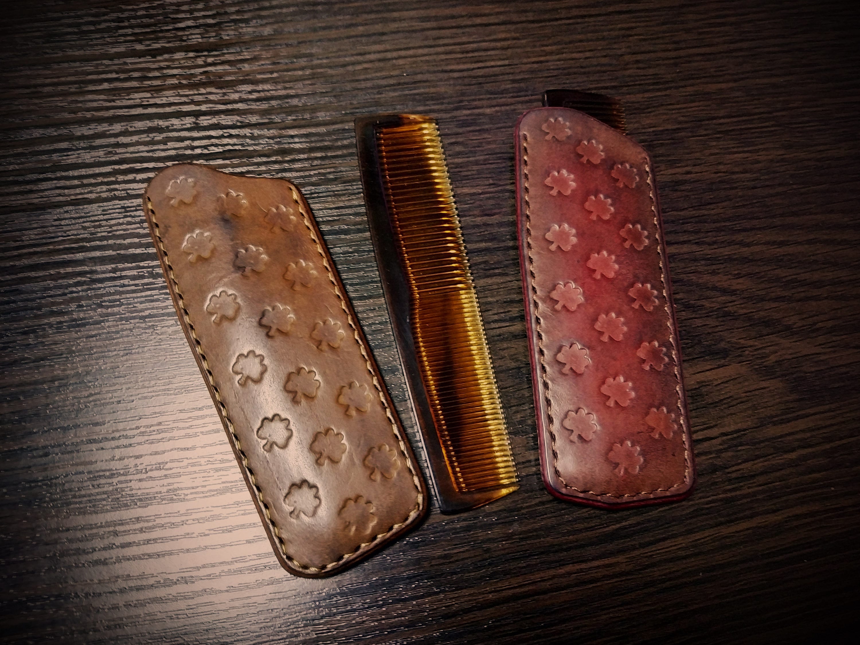 Comb Case, Comb With Handmade Leather Case, Leather Comb Holder, Men’s ...