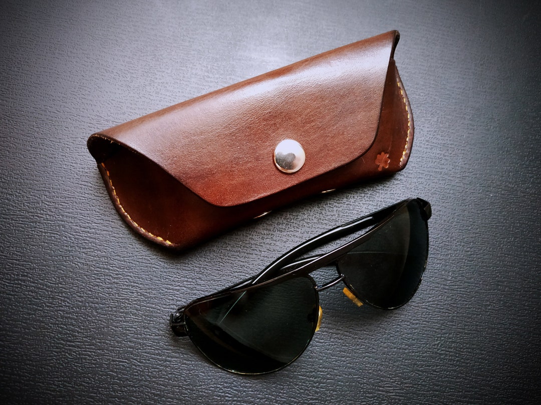 Eyeglasses Case / Hard Sunglasses Cover / Leather Case for Aviator ...