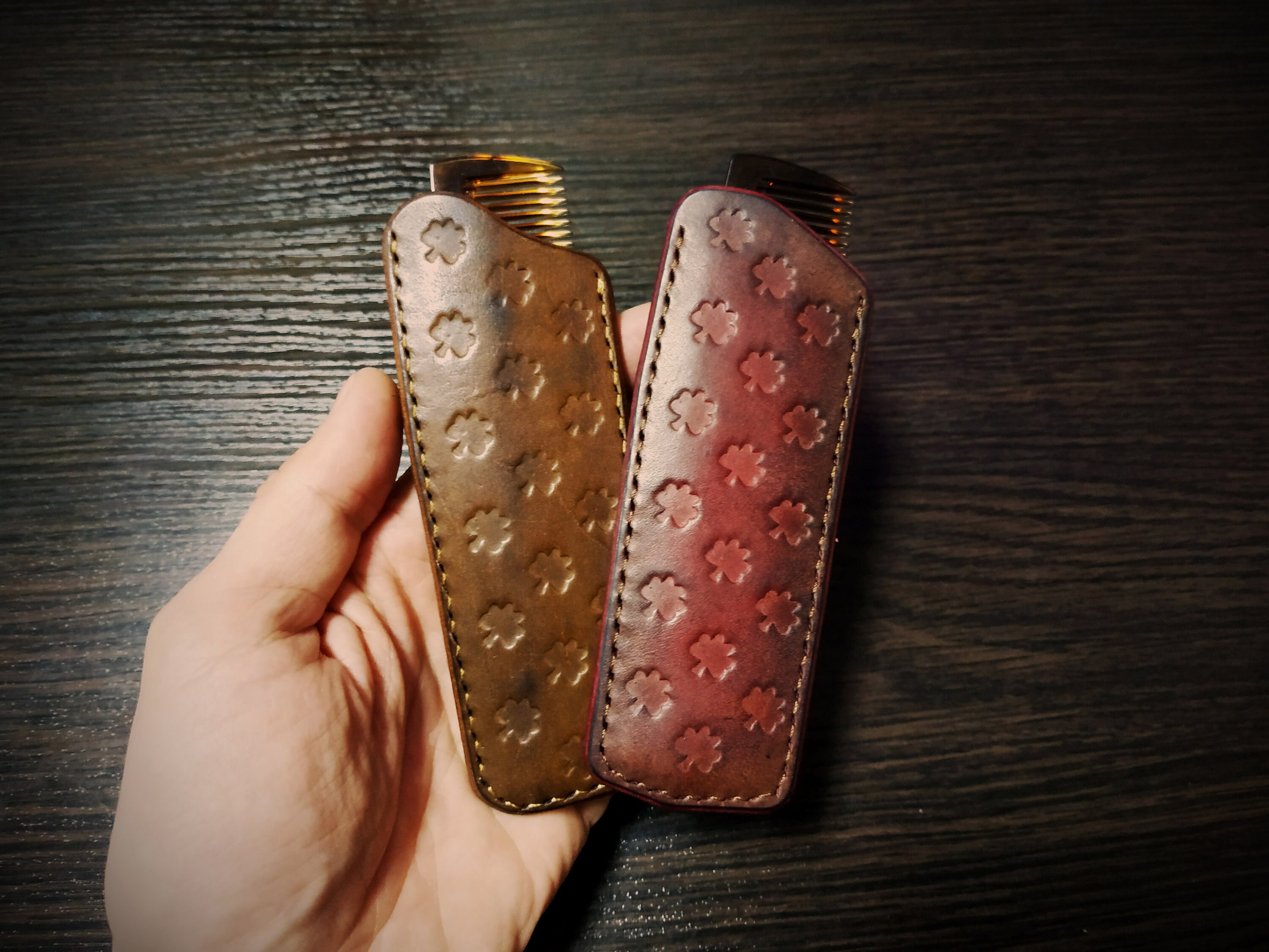 Comb Case, Comb With Handmade Leather Case, Leather Comb Holder, Men’s ...