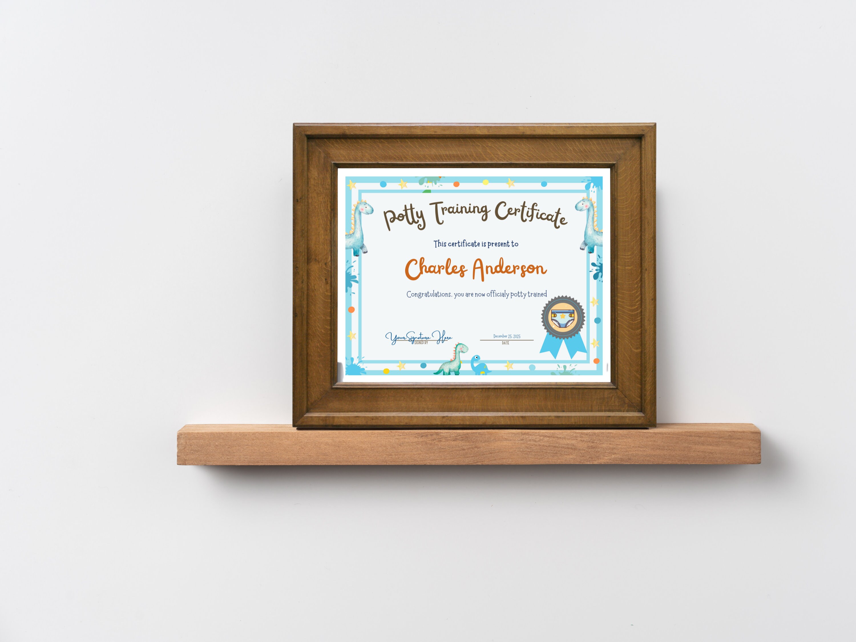 Boys Potty Training Certificate School Educational Award Home Toilet ...