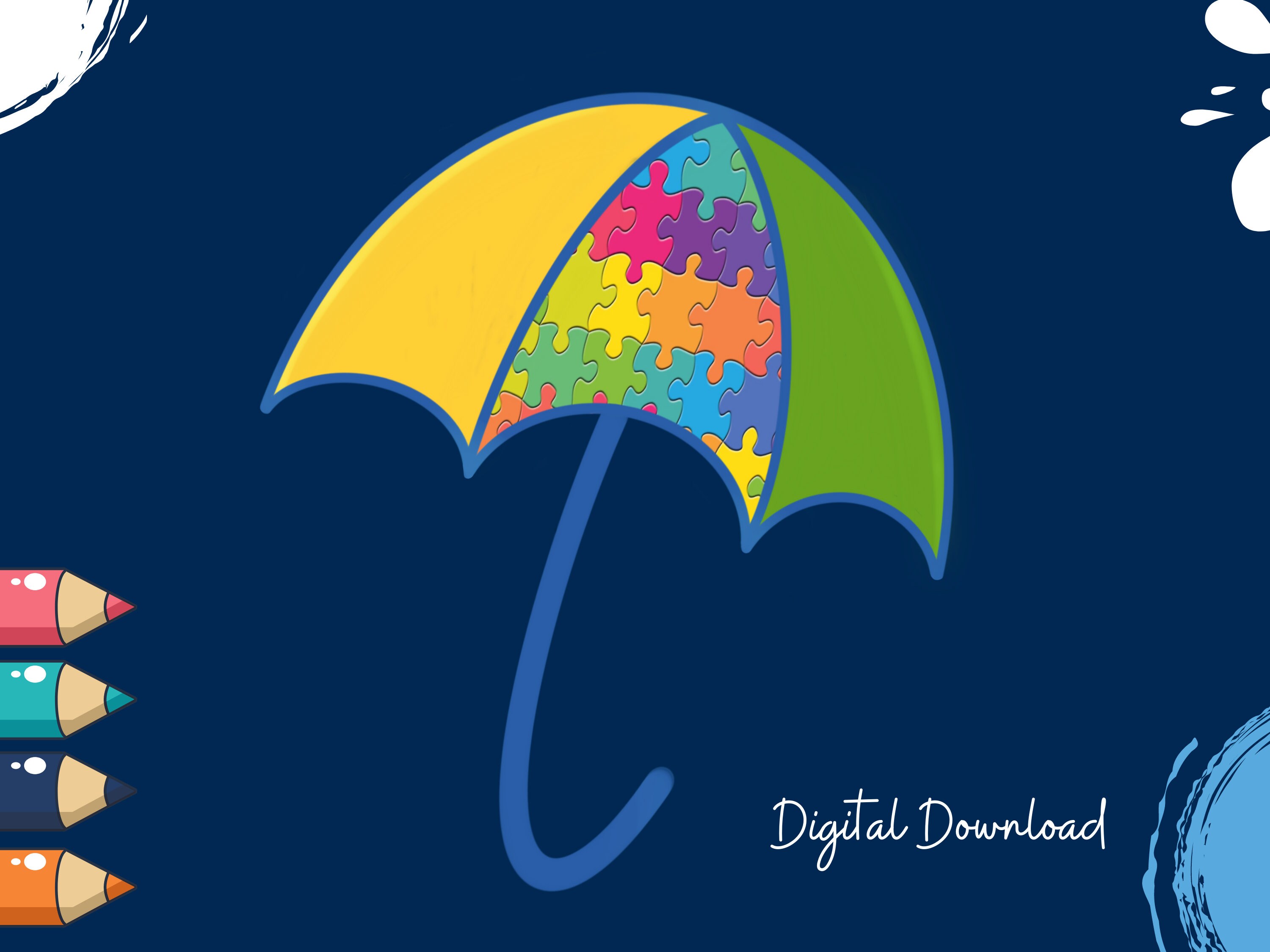 Autism PNG Umbrella Artwork Digital Download - Etsy