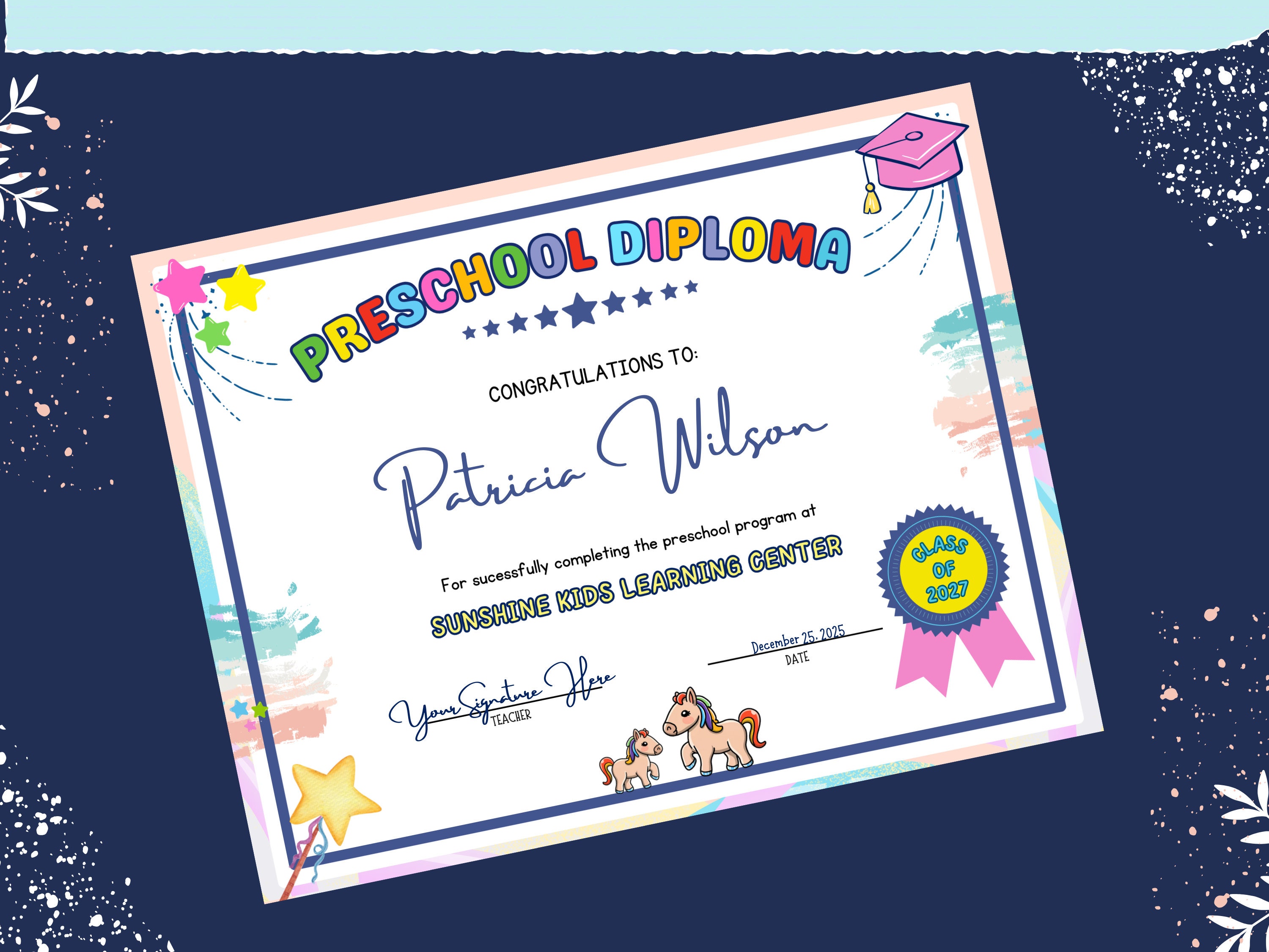 Editable Preschool Diploma: Commemorate Milestones Instantly! - Etsy