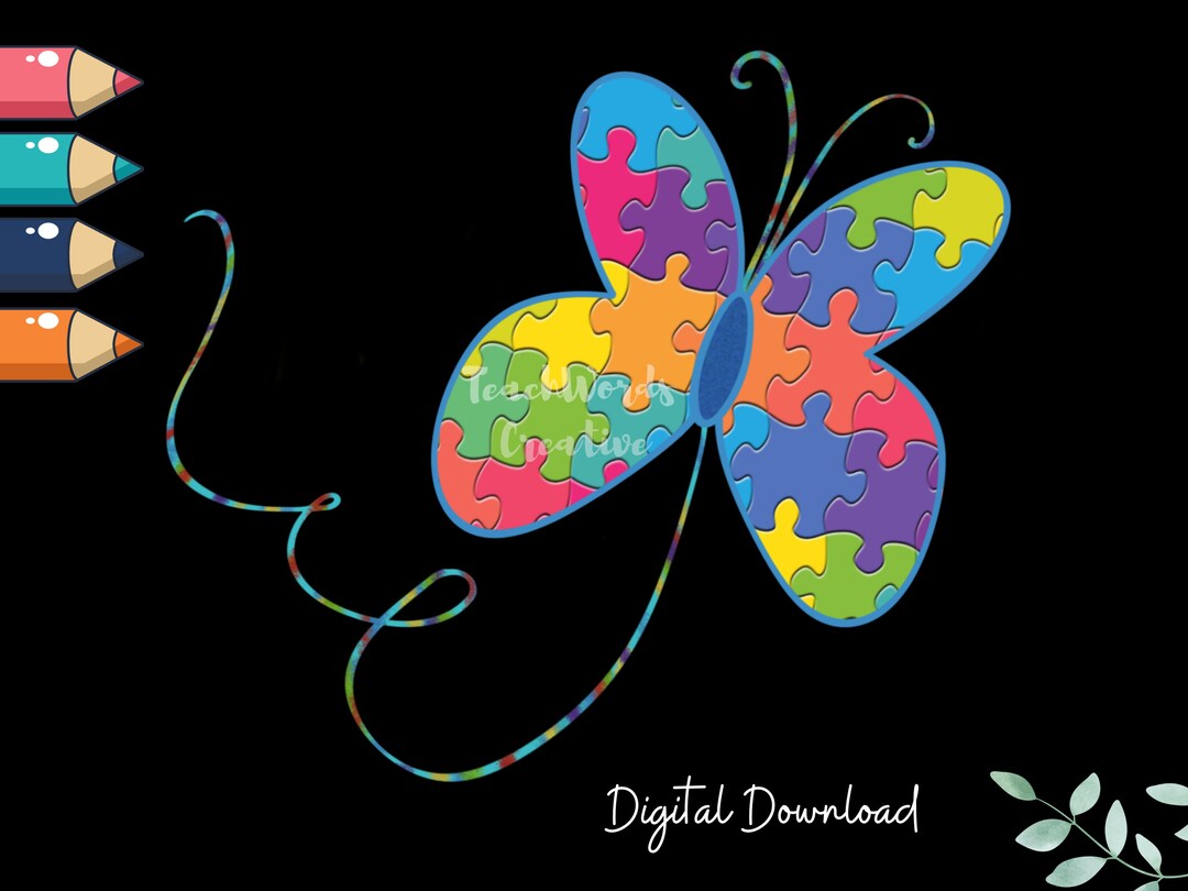 Autism PNG Butterfly Artwork Digital Download - Etsy