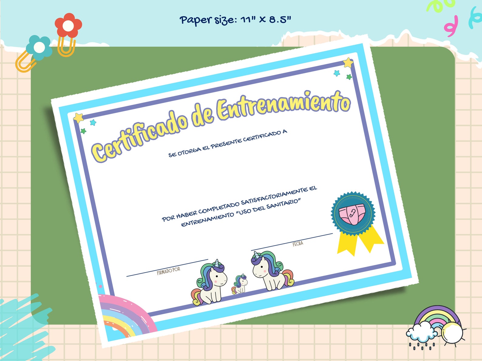 English Spanish Potty Training Certificate School Educational Award ...