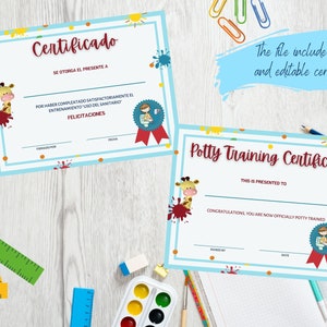 English Spanish Potty Training Certificate School Educational - Etsy