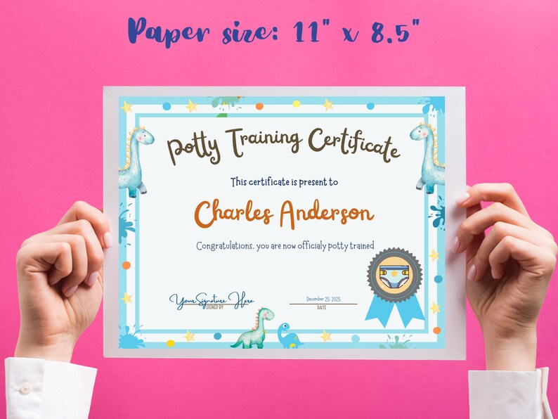 Boys Potty Training Certificate School Educational Award Home Toilet ...