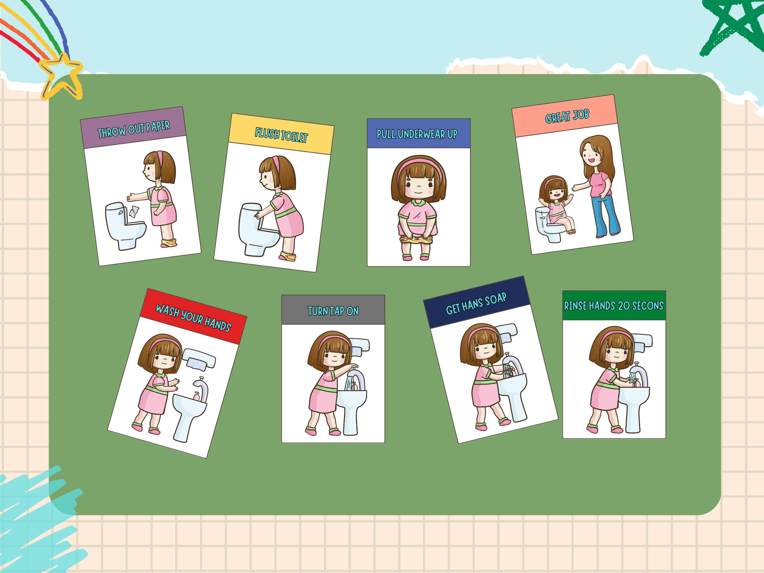 Girls Step by Step Bathroom Routine and Potty-training Autism Special ...