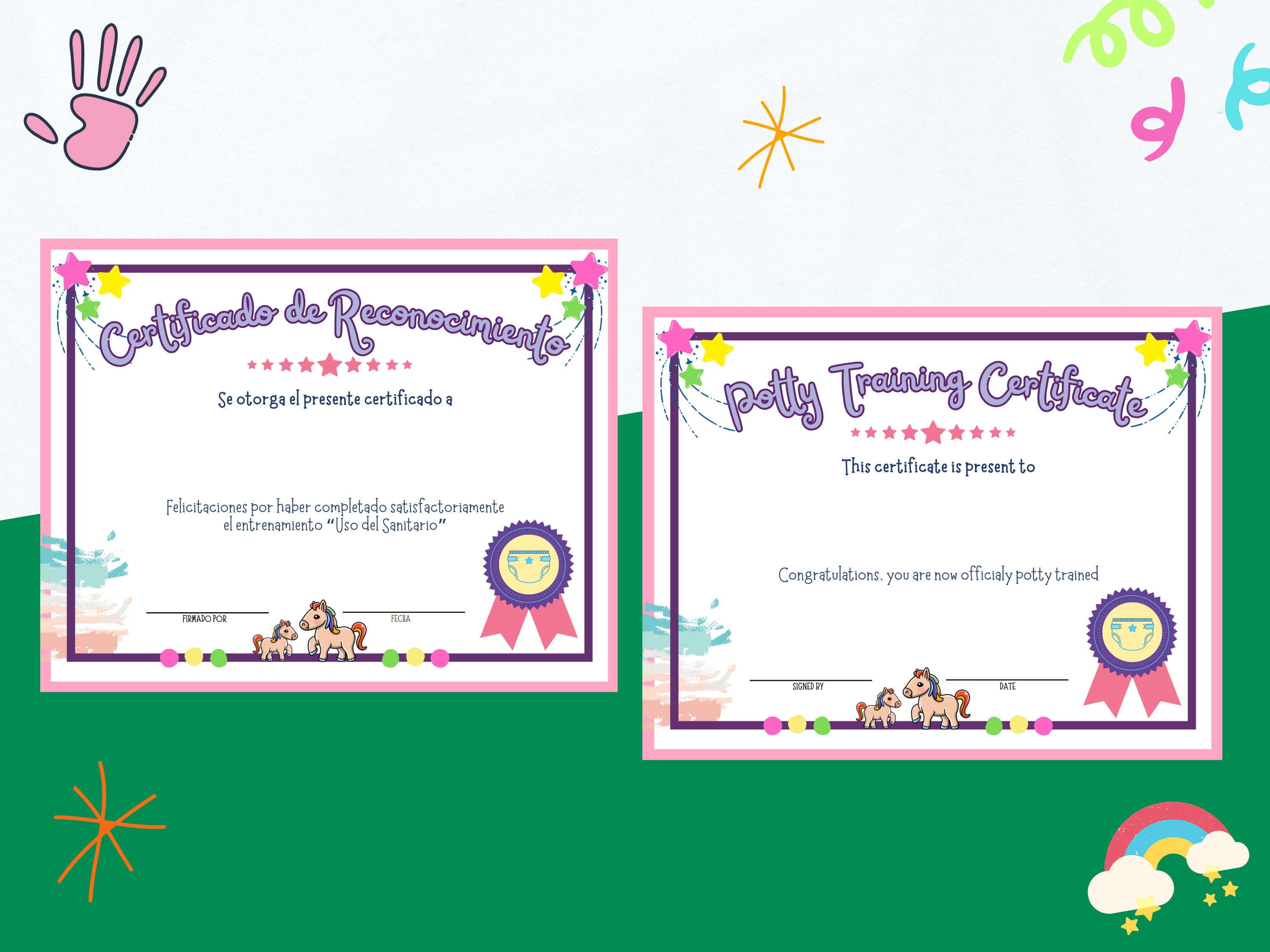 Girls Potty Training Certificate School Educational Award Home Toilet ...