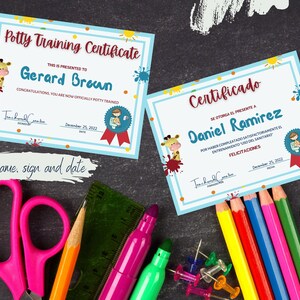 English Spanish Potty Training Certificate School Educational Award ...