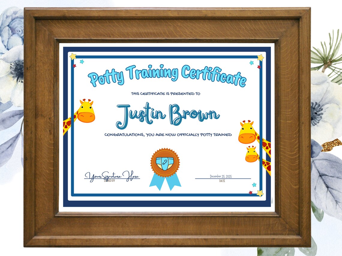 English Spanish Potty Training Certificate School Educational Award ...
