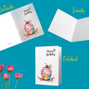 Happy Birthday Card - Instant Download - DIY Printable Card - Cupcake ...