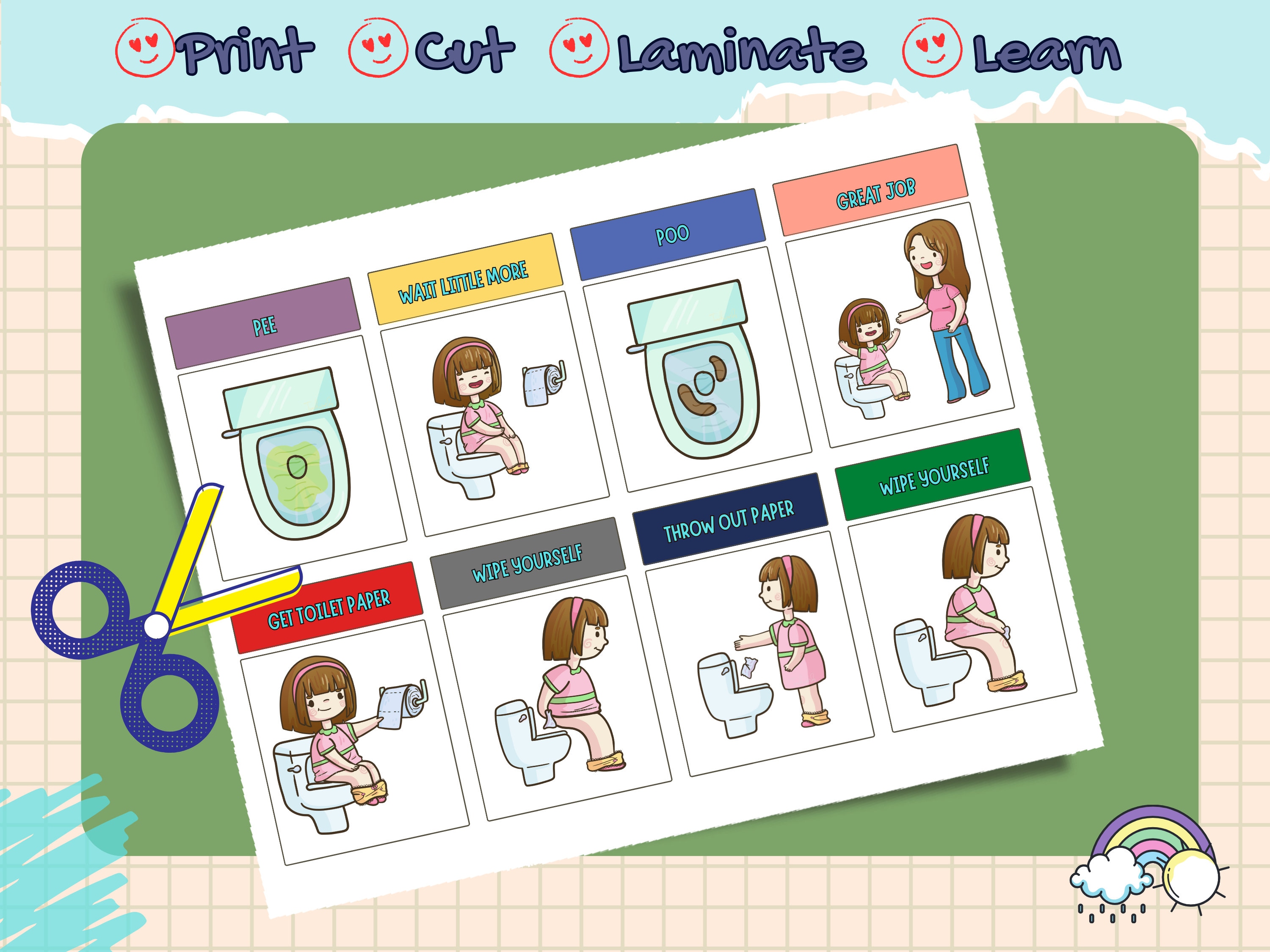 Girls Step by Step Bathroom Routine and Potty-training Autism Special ...