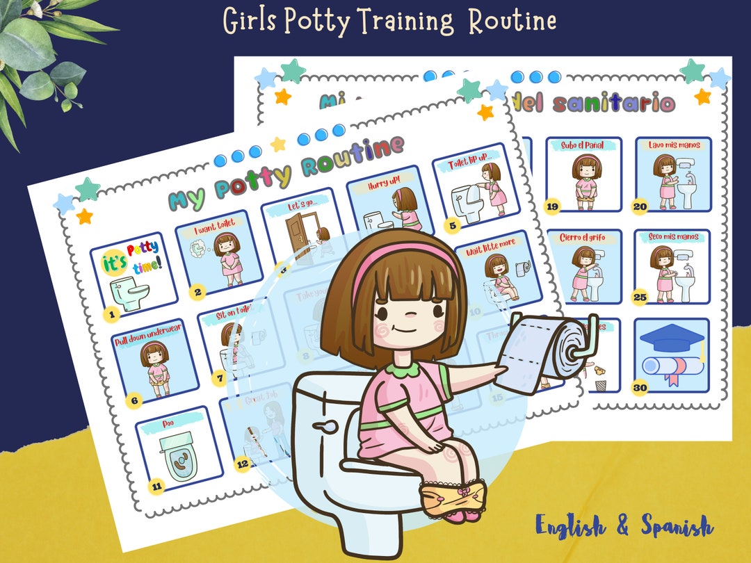 Girls Potty Training Visual Picture Communication Educational Cards ...