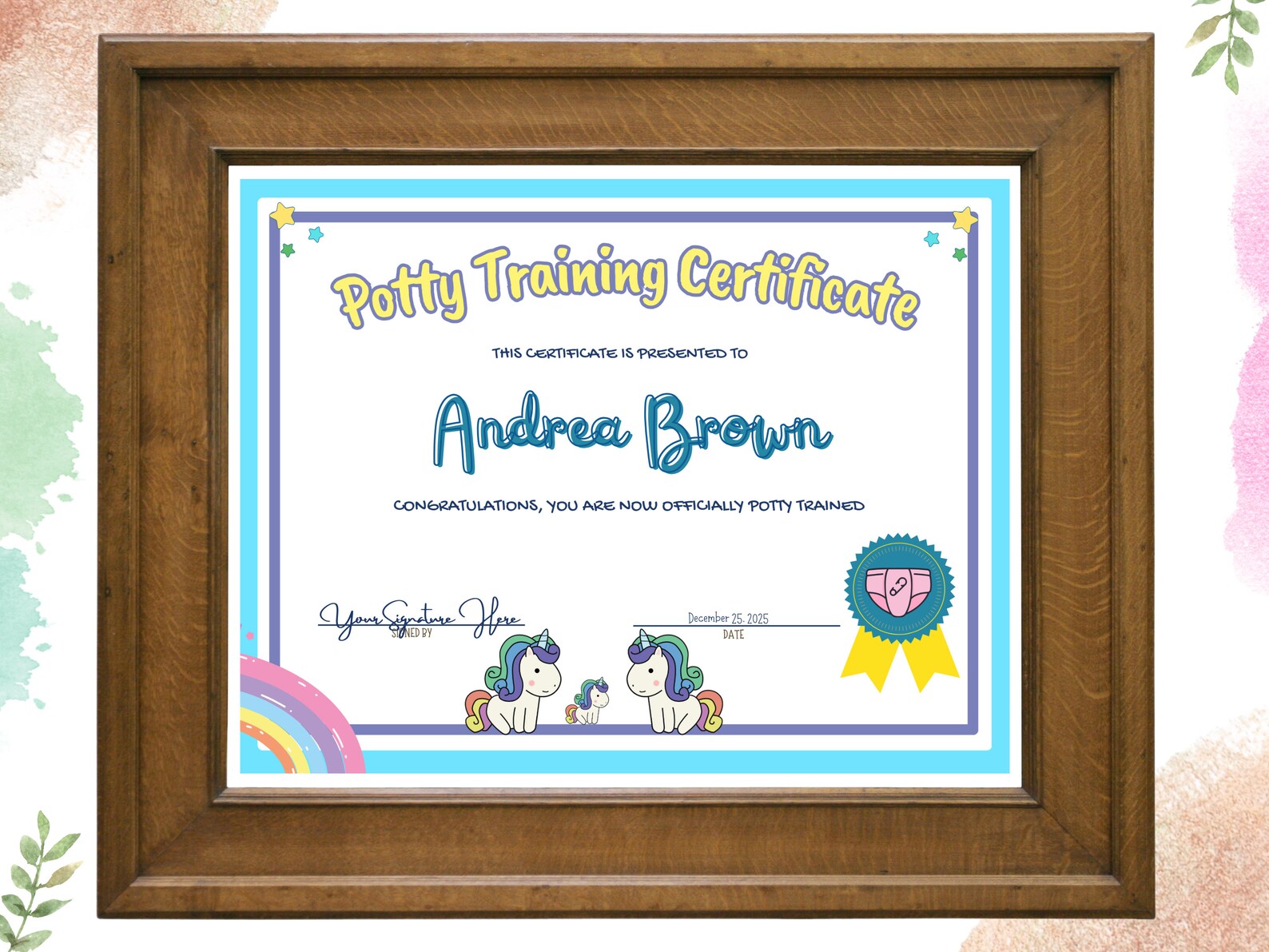 English Spanish Potty Training Certificate School Educational Award ...