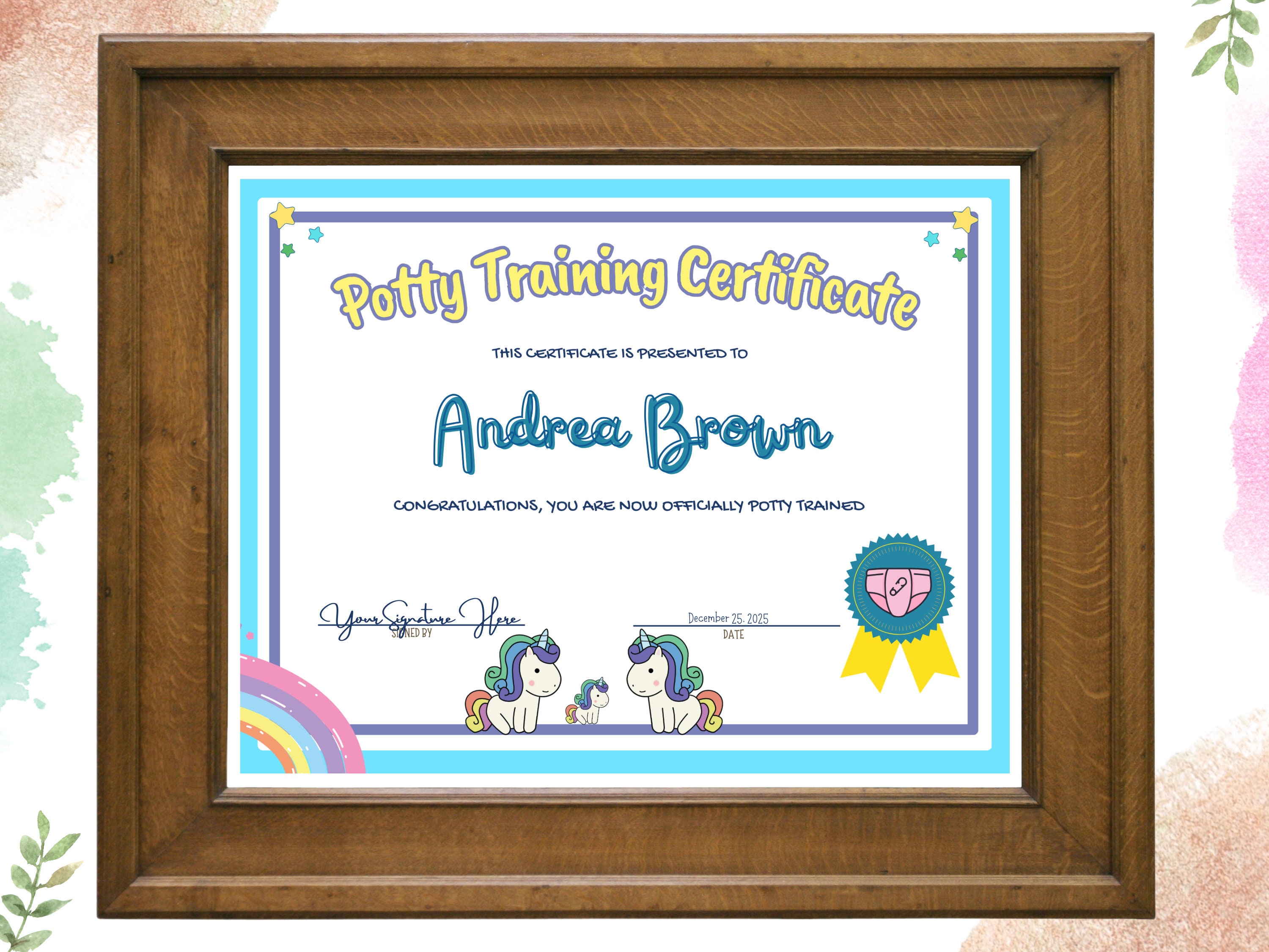 English Spanish Potty Training Certificate School Educational Award ...