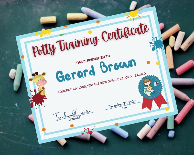 English Spanish Potty Training Certificate School Educational Award ...