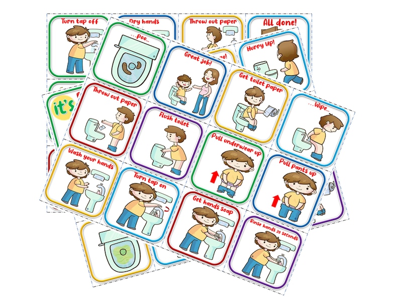 Bathroom Routine Visual Picture Communication Cards Toilet | Etsy
