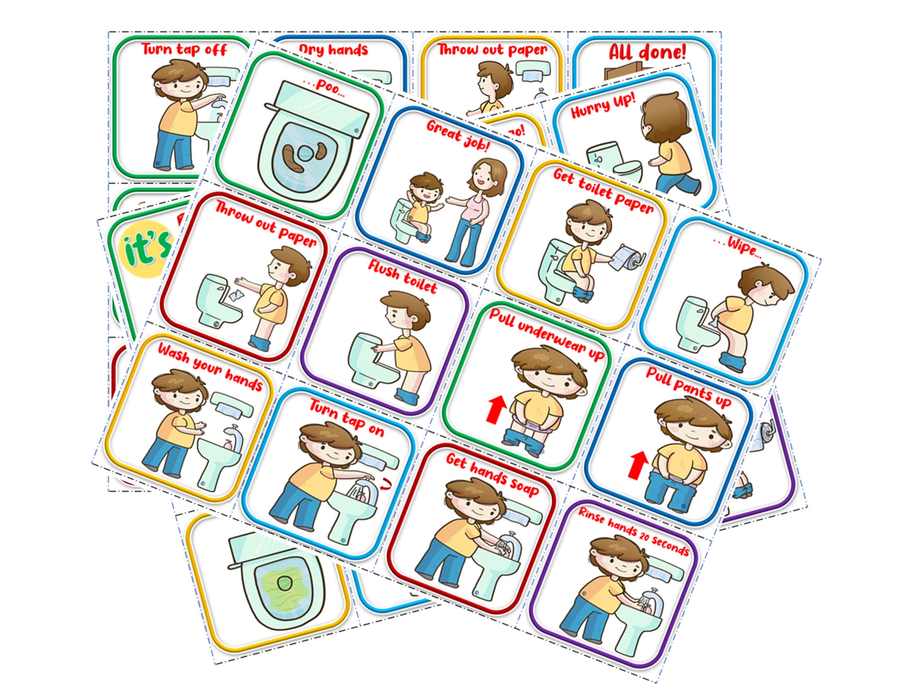 Bathroom Routine Visual Picture Communication Cards Toilet | Etsy