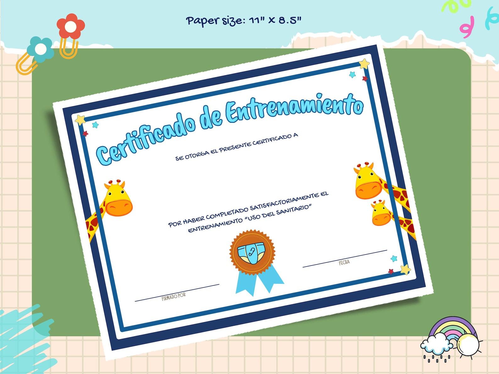 English Spanish Potty Training Certificate School Educational Award ...