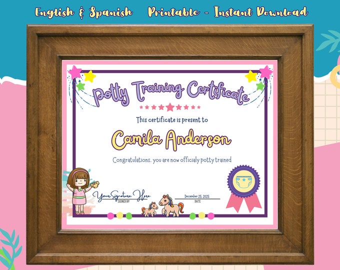 Unicorn Potty Training Award Certificate Printable Potty Training ...