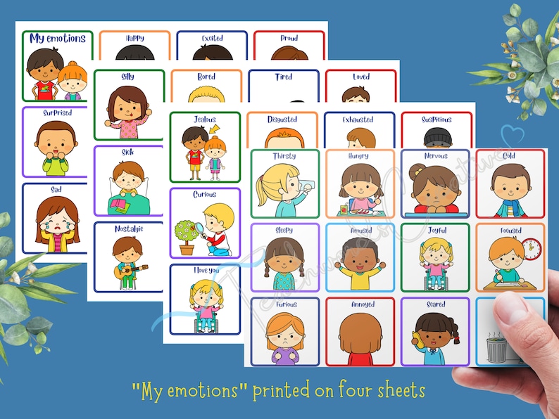Emotions and Feelings Flashcards Visual Picture Communication - Etsy
