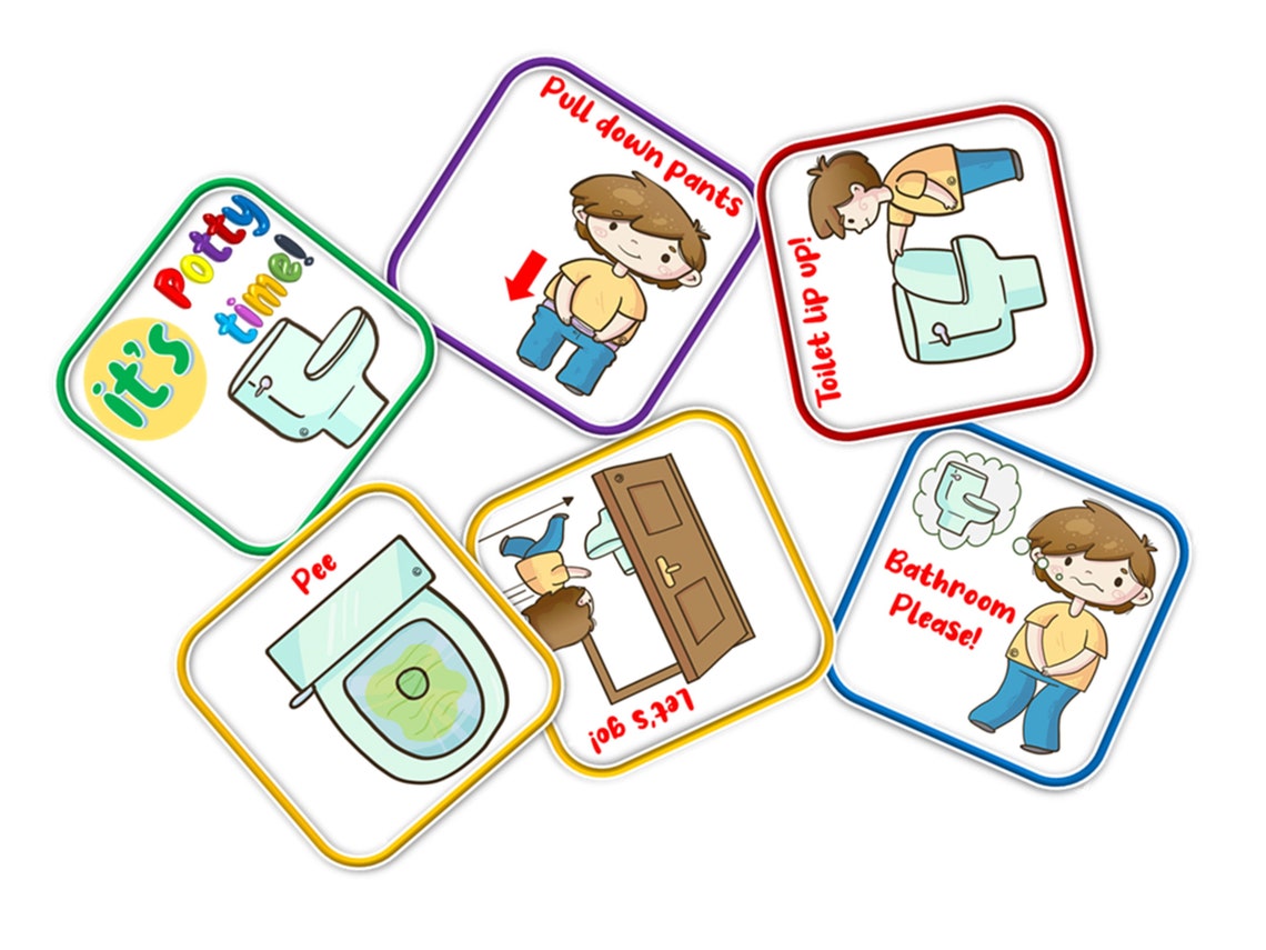 Bathroom Routine Visual Picture Communication Cards Toilet | Etsy