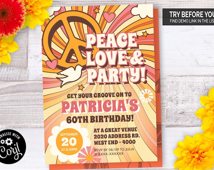 1960s Invitation, 60s Invitation, 1960s Birthday Invitation, 60s ...