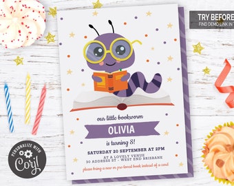 Bookworm Birthday Party - Etsy