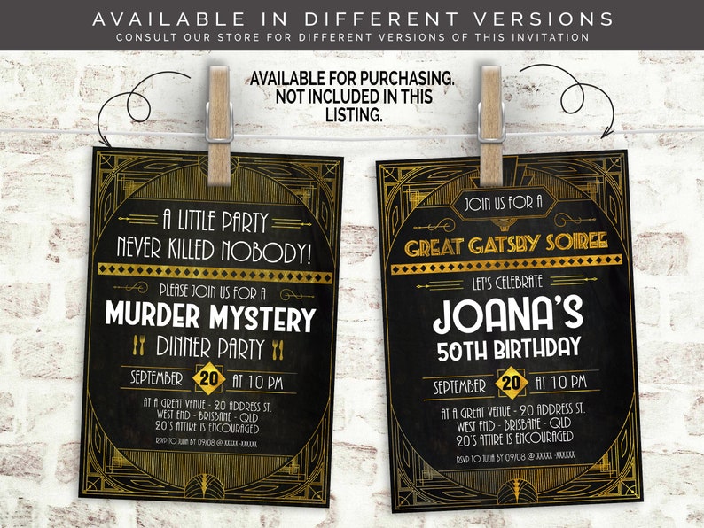 Murder Mystery Birthday Dinner Party Invitation Editable Digital File ...