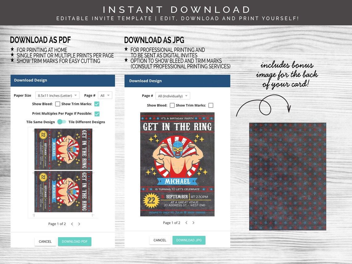 Lucha Libre Mexican Birthday Party Invitation Editable Digital File - Etsy