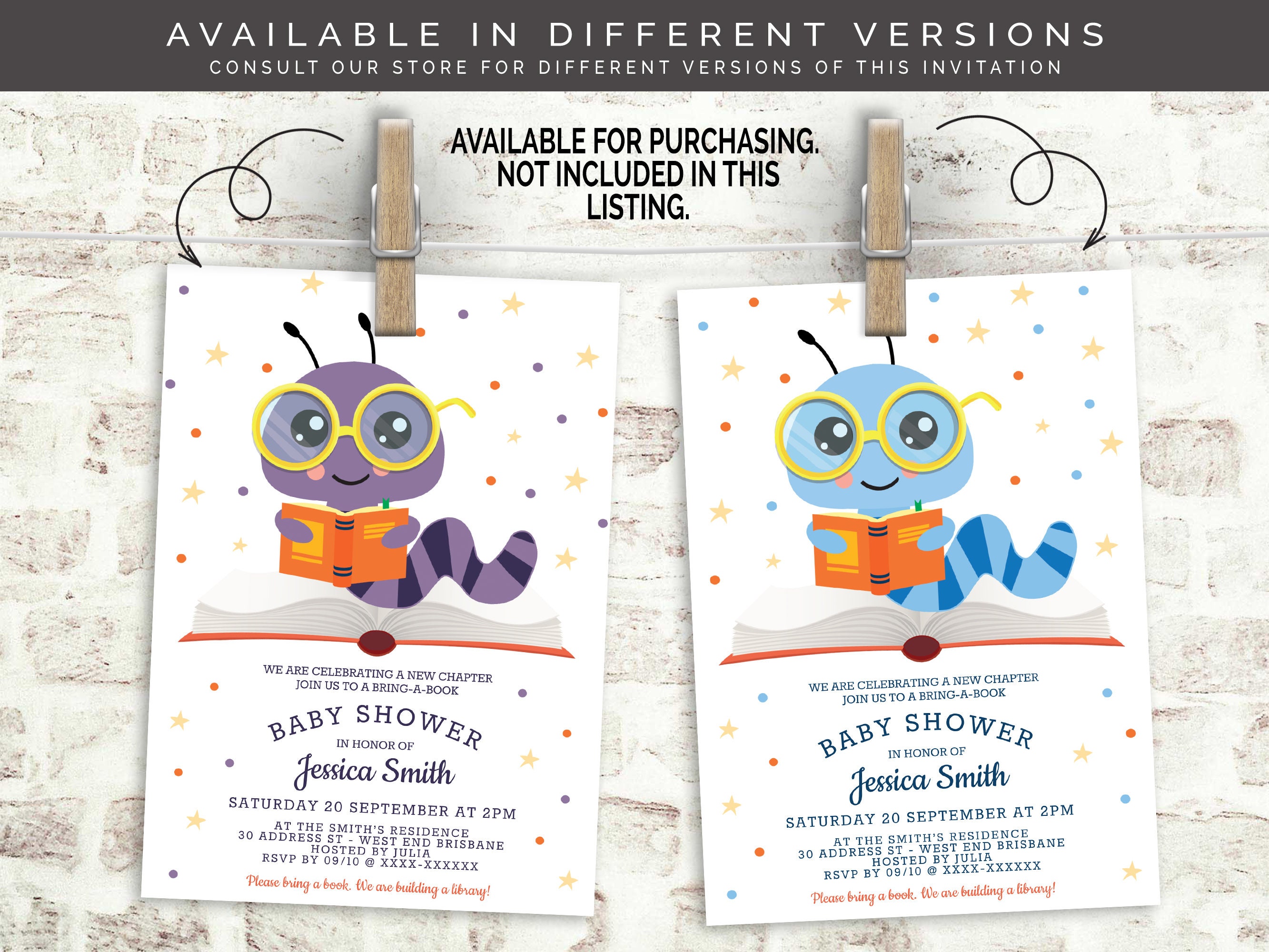 Pink Bookworm Book Themed Baby Shower Editable Digital File - Etsy