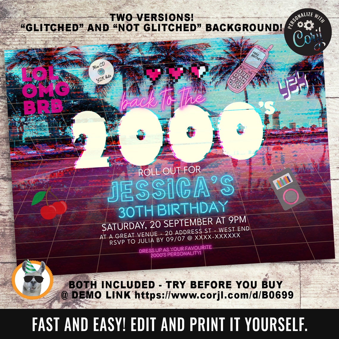 2000s Party Invitation Editable Digital File | Etsy