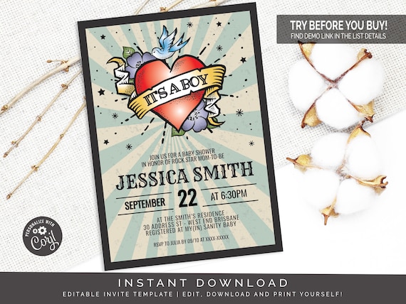 Invitaciones Para Baby Shower Con Temática De Estrella De Rock 71