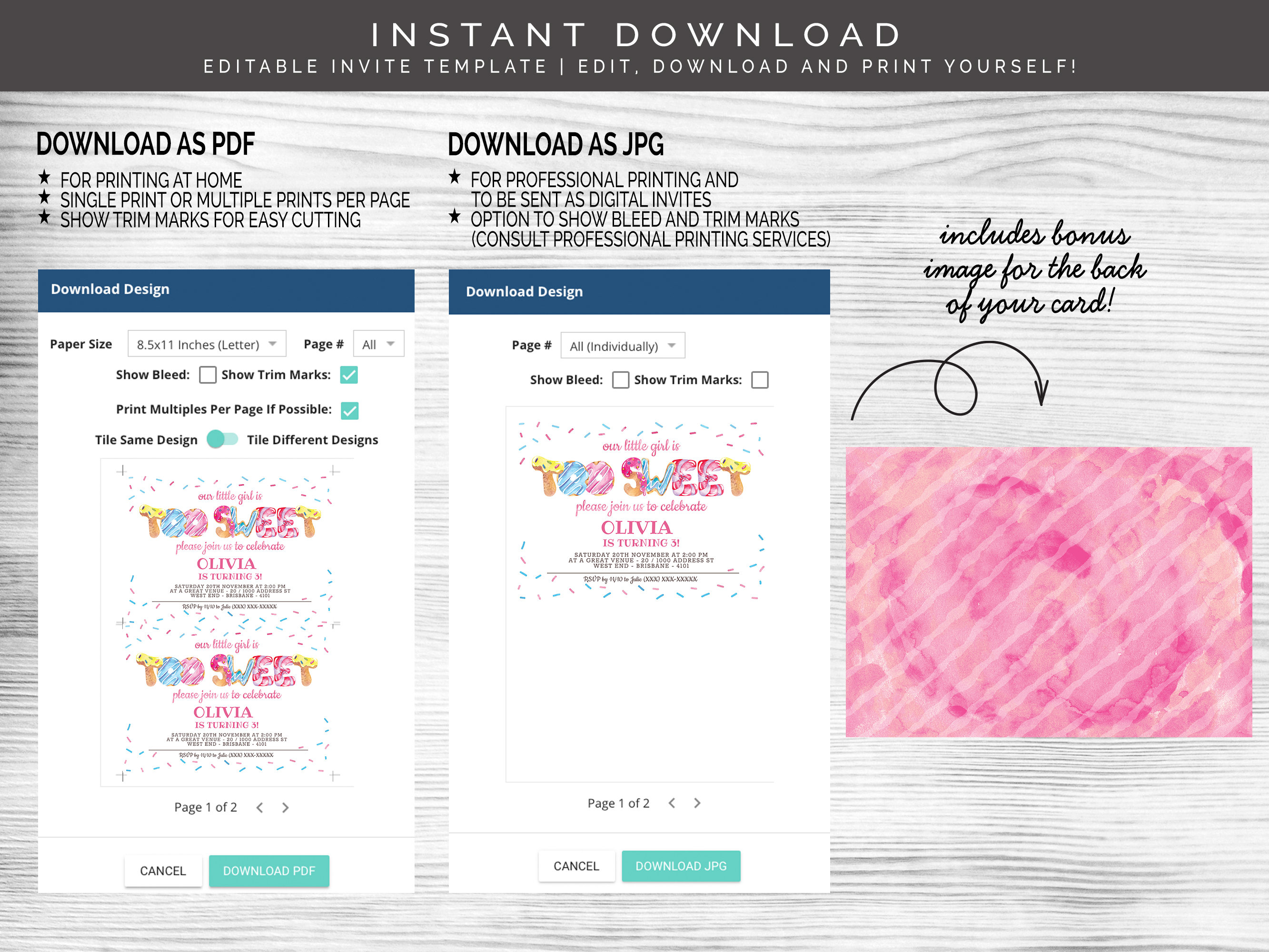 Too Sweet Candy Land Birthday Party Invitation | Editable Digital File ...