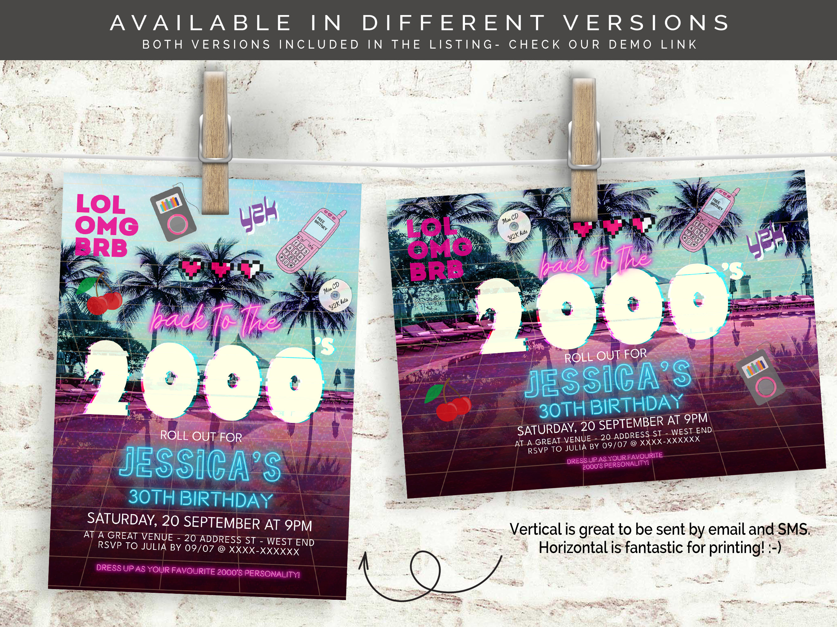 2000s Party Invitation | Editable Digital File - Etsy