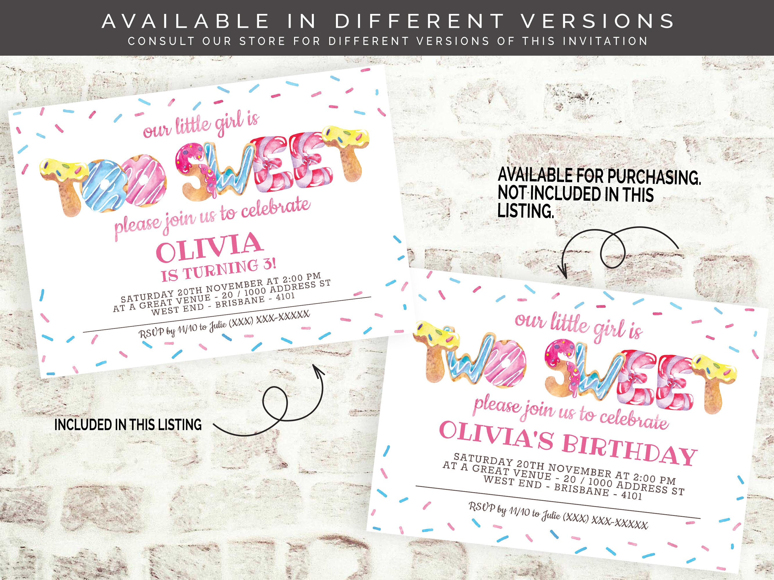 Too Sweet Candy Land Birthday Party Invitation | Editable Digital File ...