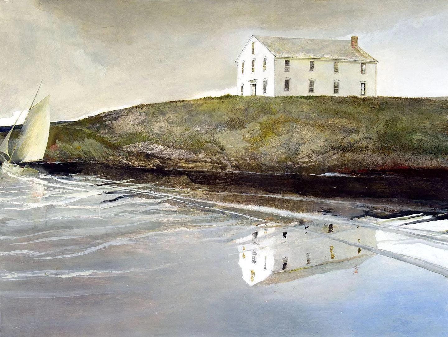 Andrew Wyeth 'goodbye' Art Print: Coastal Home & Sailboat - Etsy