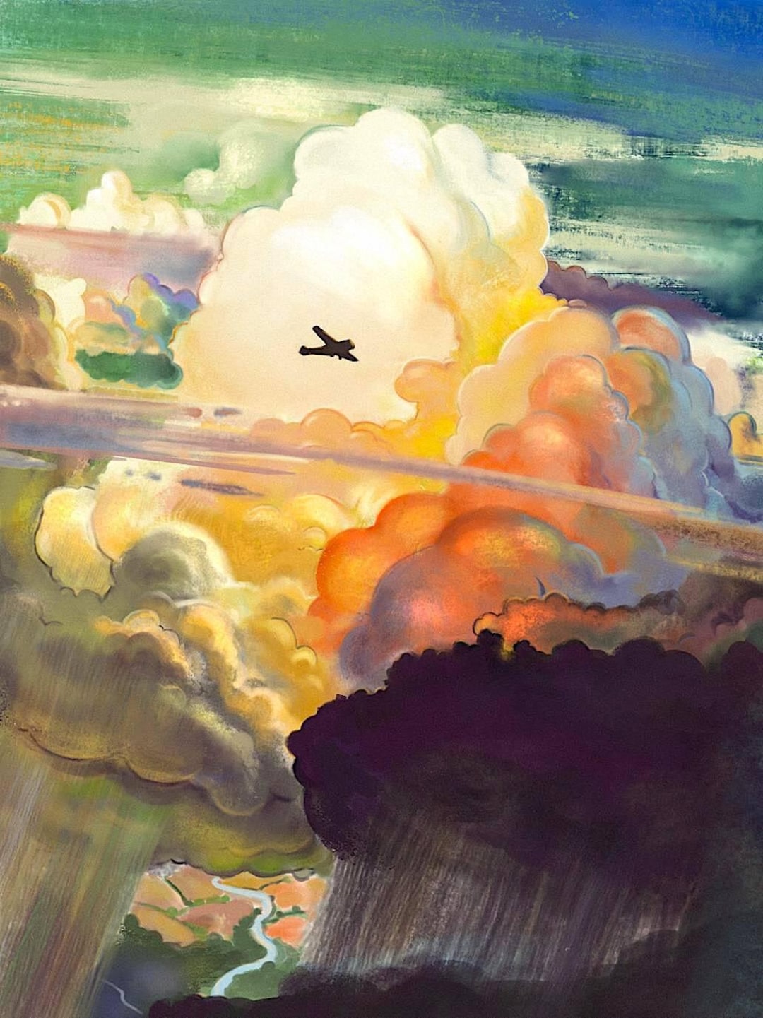 Airmail Art Print by N.C. Wyeth: Vintage Aviation Poster - Etsy