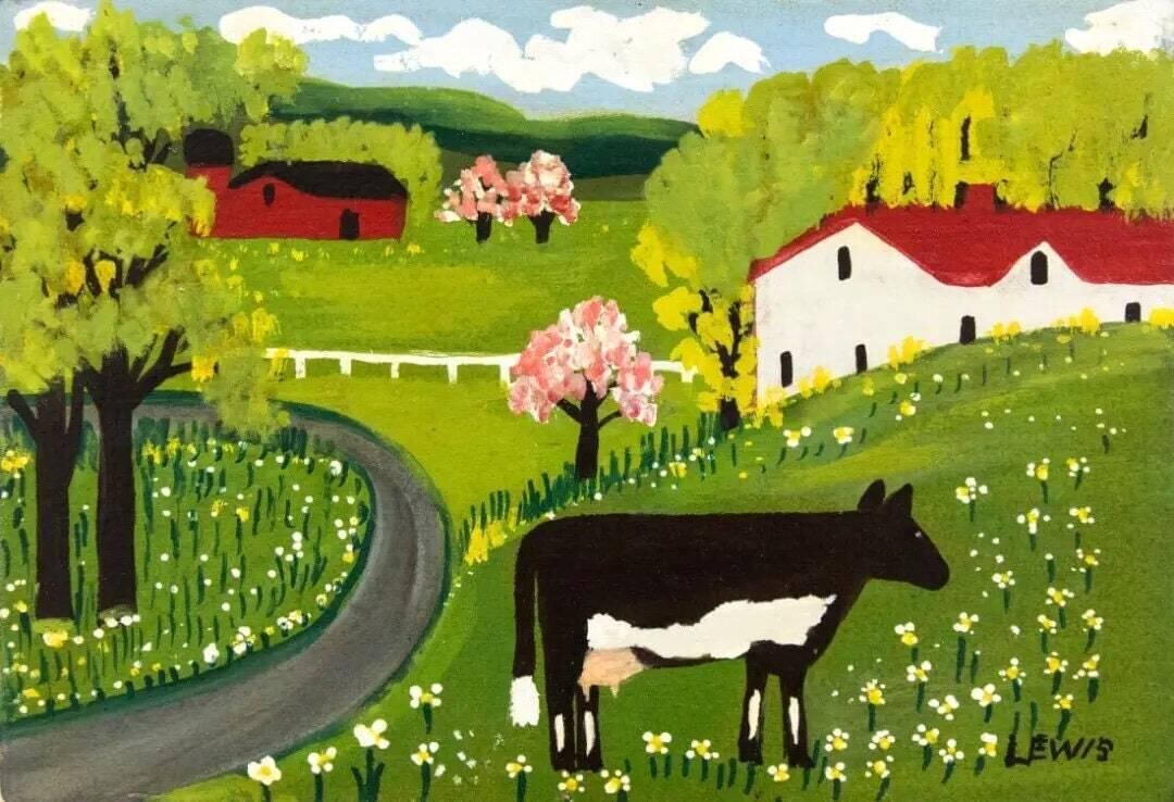 Maud Lewis Cow Art Print: Spring Landscape, Farmhouse Decor - Etsy Canada