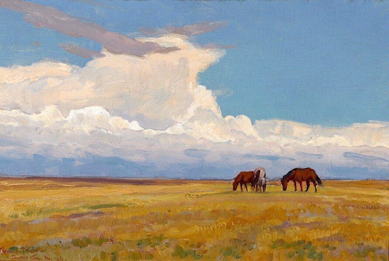 Maynard Dixon Art Print: Clouds and Prairie Landscape - Etsy