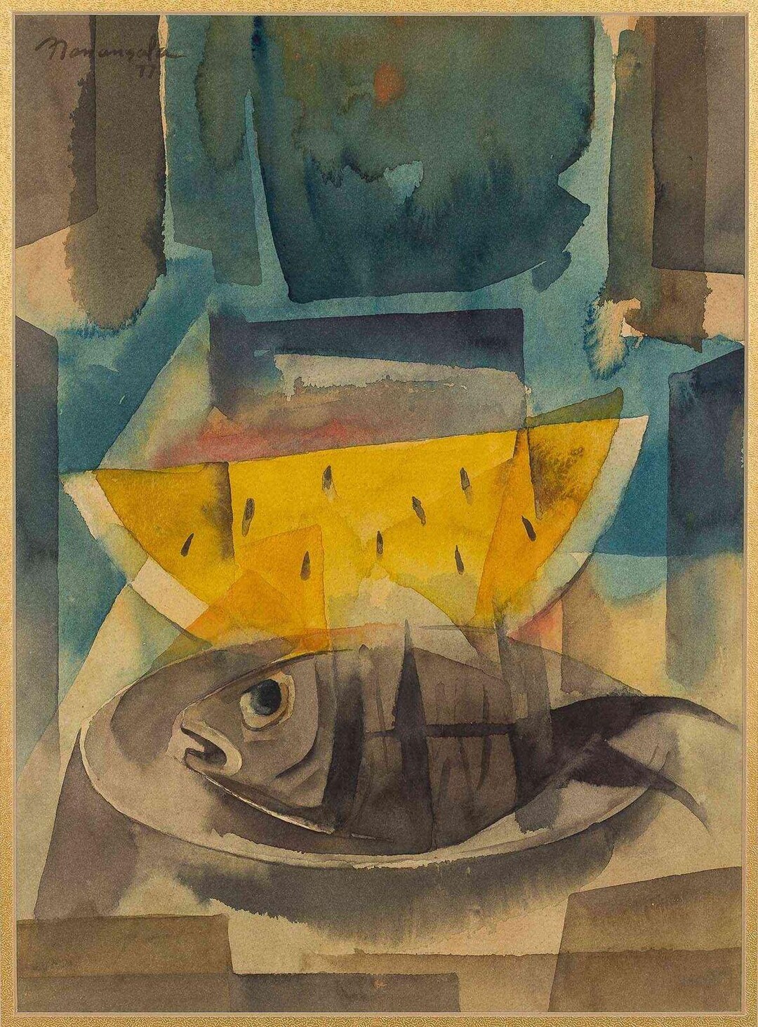 Still Life With Fish and Watermelon by Vicente Manansala - Premium ...